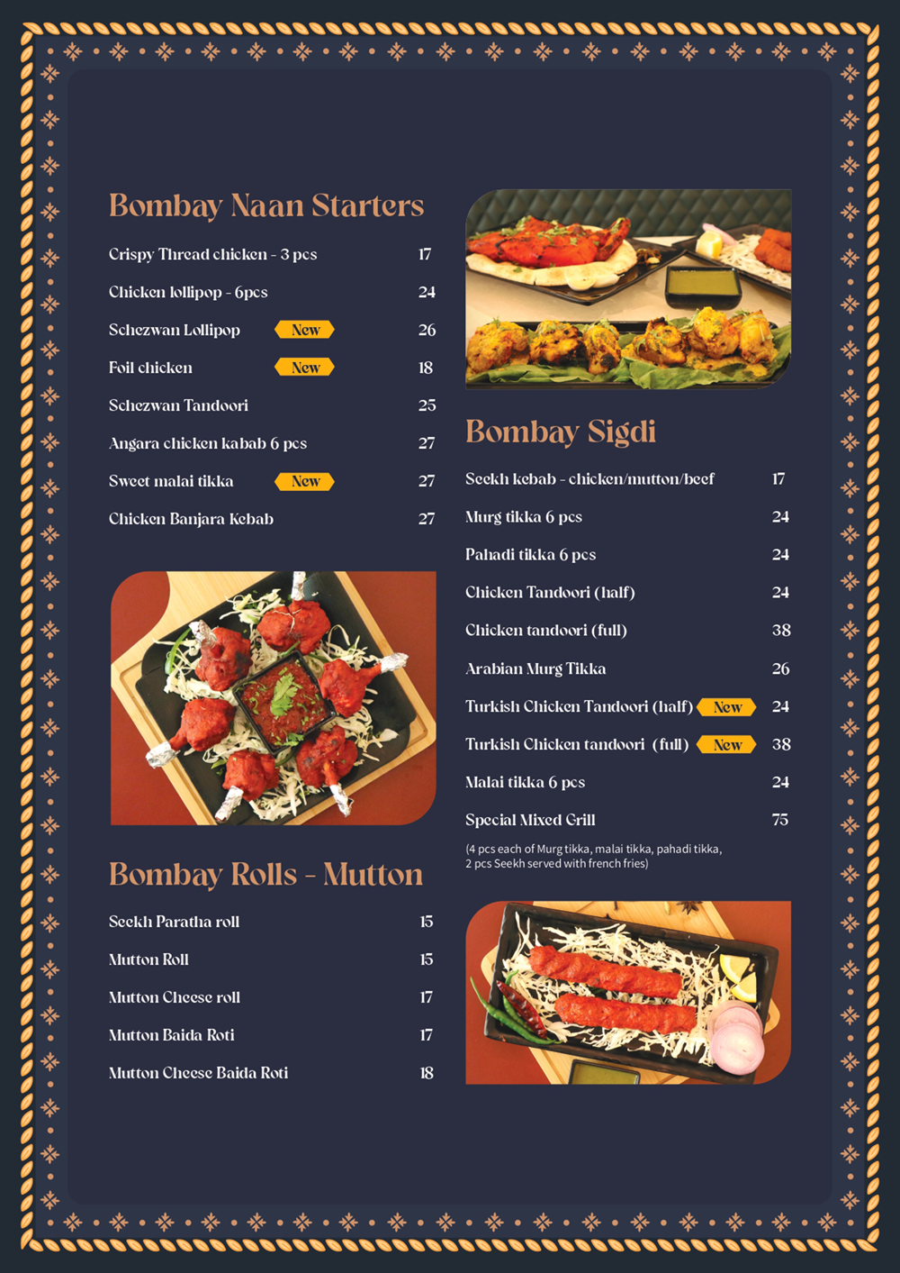 Bombay Naan : Menu